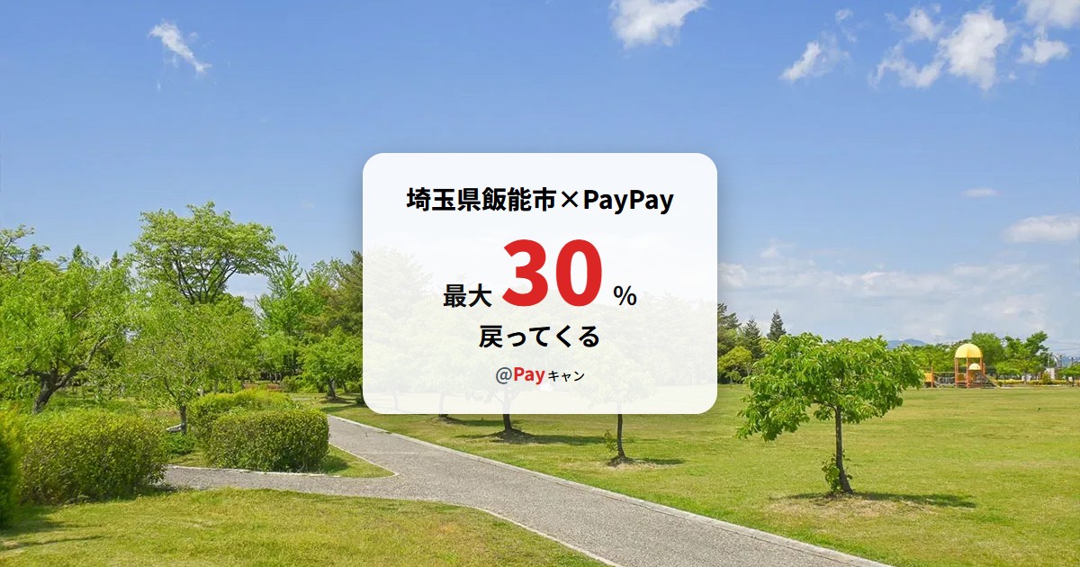 飯能市で実施されたPayPayキャンペーン（最大30%還元）-Payキャン