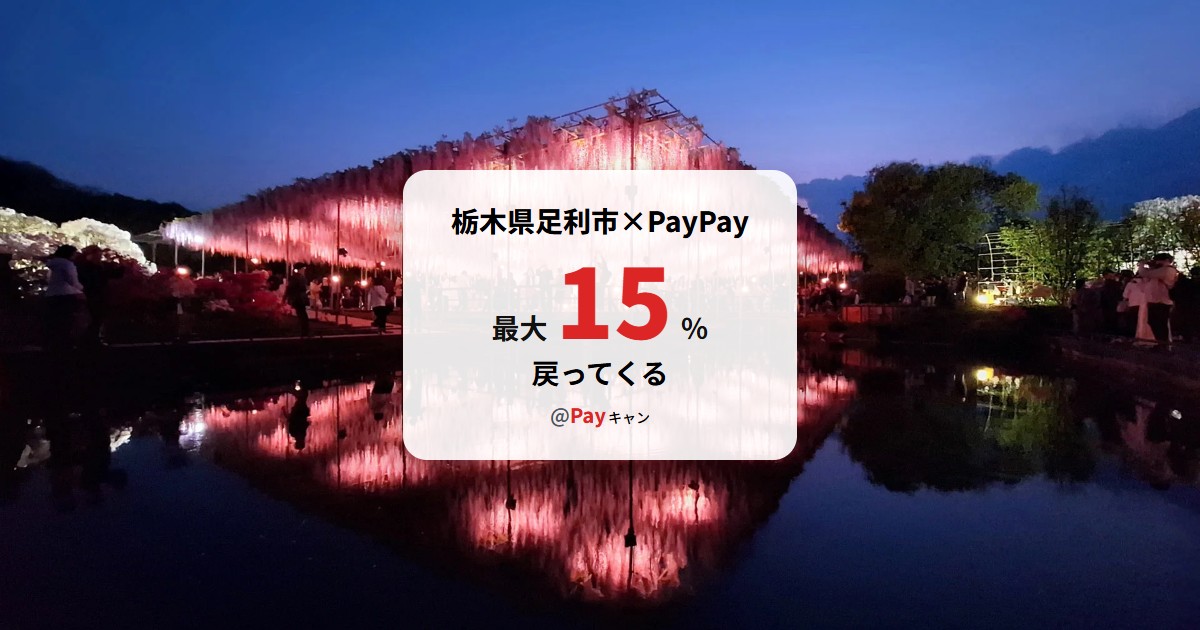 足利市で開催予定のPayPayキャンペーン（最大15%還元）-Payキャン